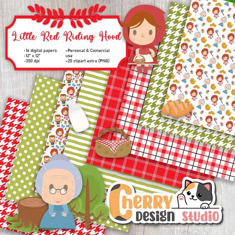 Little Red Riding Hood Digital Papers - Etsy