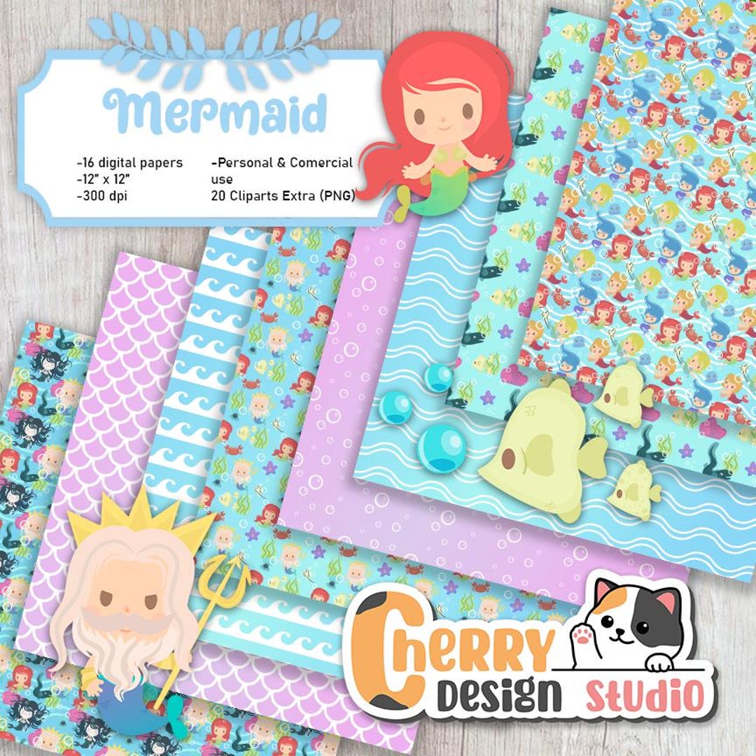 Little Mermaid Digital Papers - Etsy