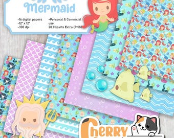 Little Mermaid Digital Papers - Etsy