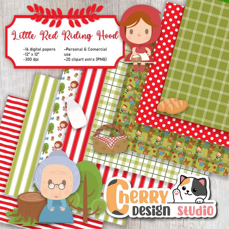 Little Red Riding Hood Digital Papers - Etsy