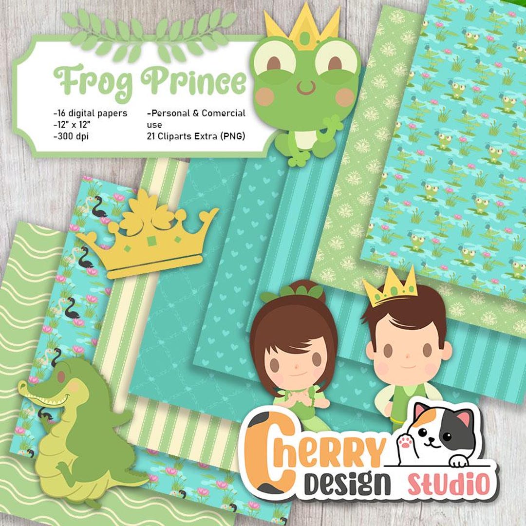 The Frog Prince Digital Papers - Etsy