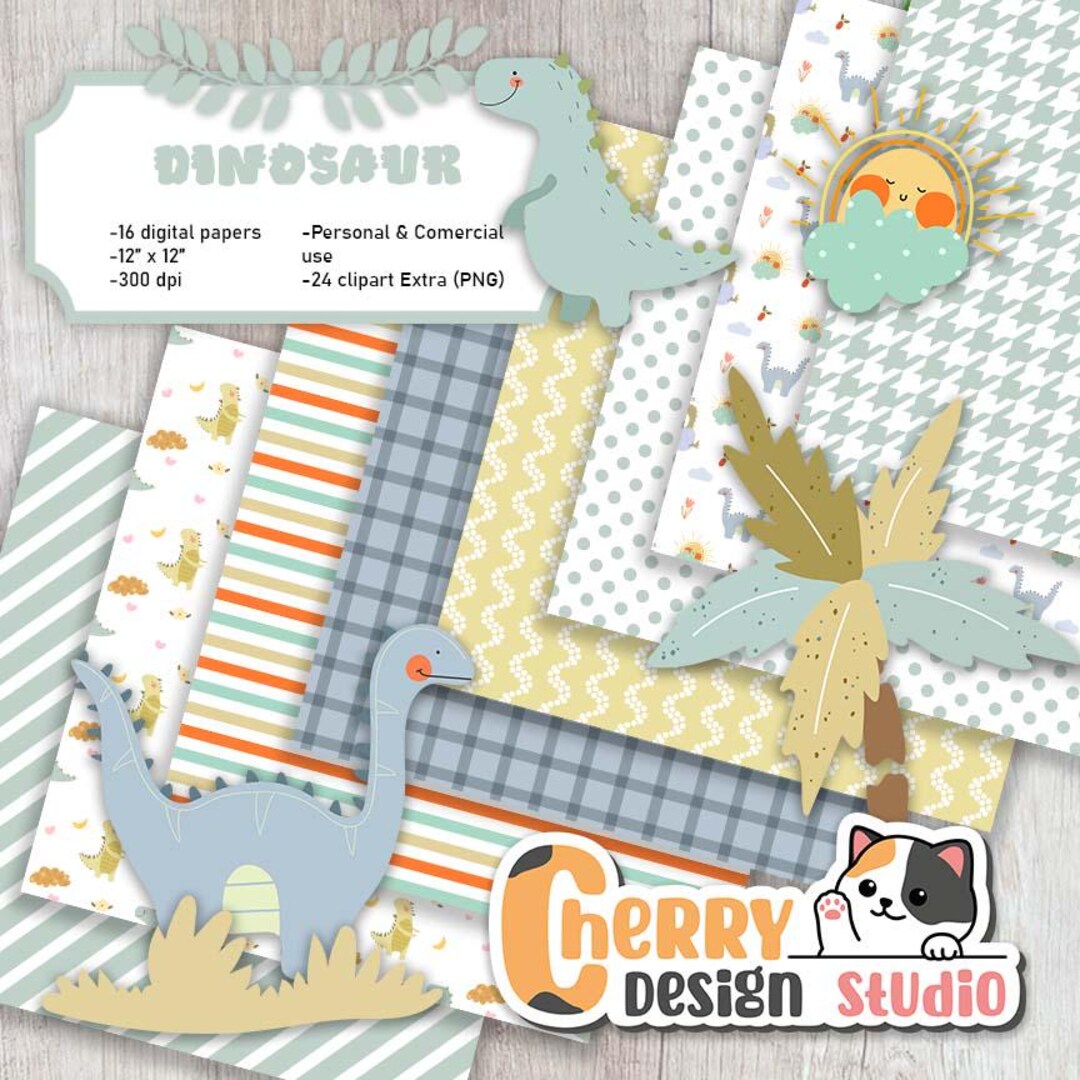 Dinosaur Digital Papers V2 - Etsy