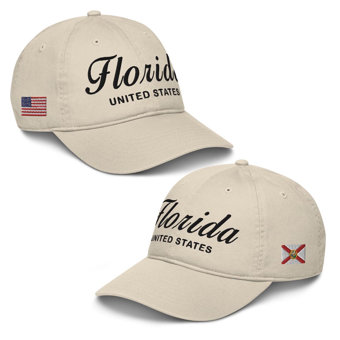 Florida - USA | 100% Organic Cotton | Baseball Cap Dad Hat | Adjustable ...