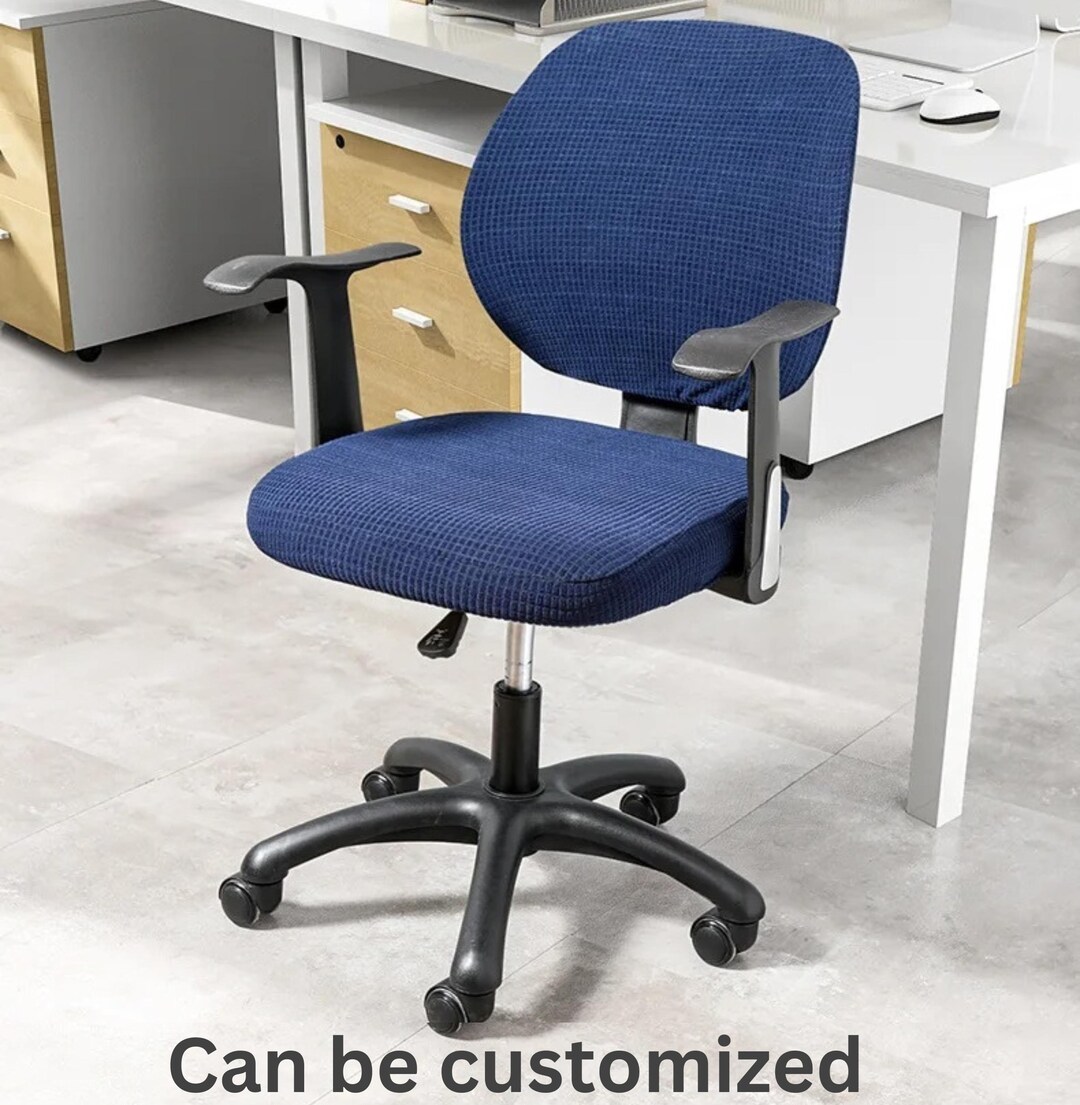 Custom Two-piece Office Chair Slipcover/ Tailored Armrest & Seat Cover ...