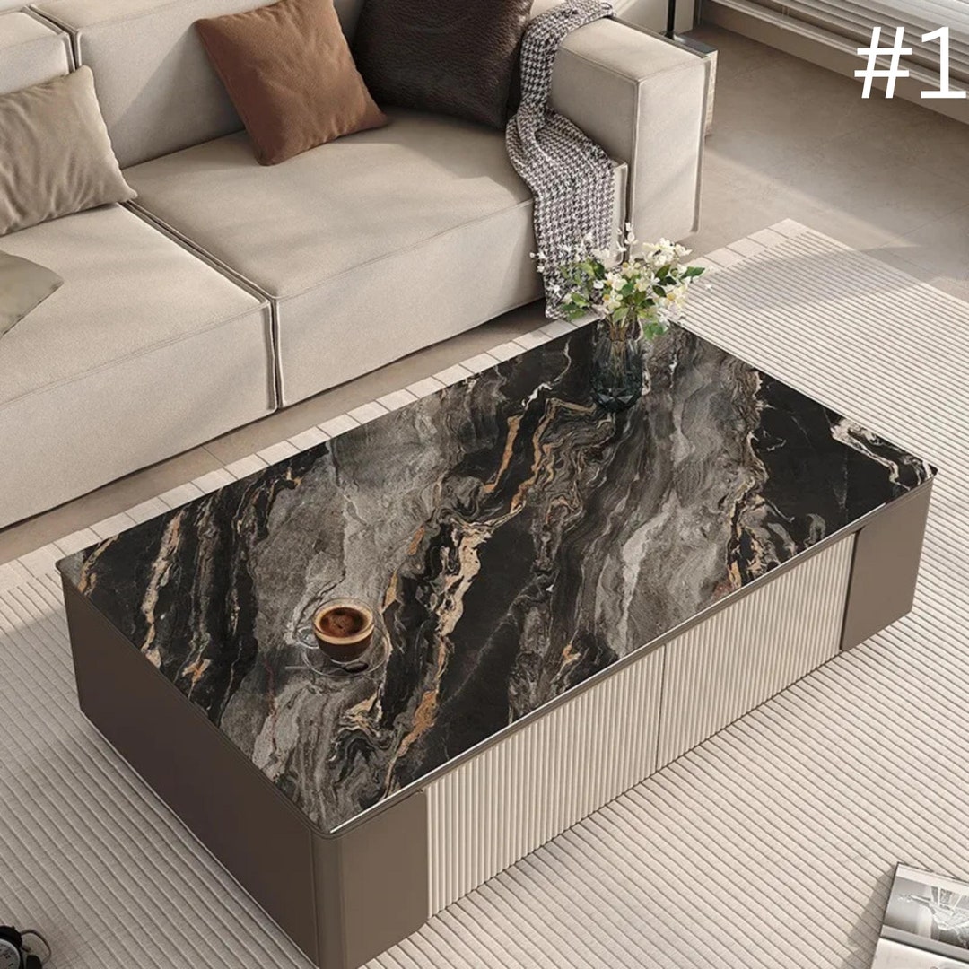 1.3mm Marble Look Table Protector/ PVC Plastic Table Top/ Round, Square ...