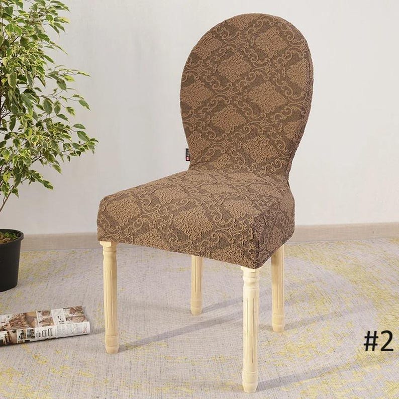 Patterned Round Top Chair Slipcovers/ Oval Back Spandex Chair Cover ...