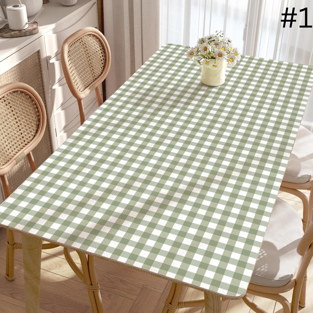 1.3mm Gingham Checkered PVC Plastic Table Protector/ Round, Square or ...