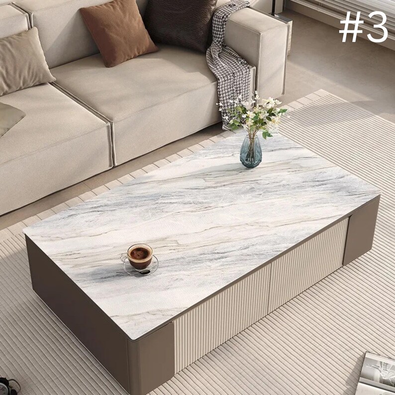 1.3mm Marble Look Table Protector/ PVC Plastic Table Top/ Round, Square ...