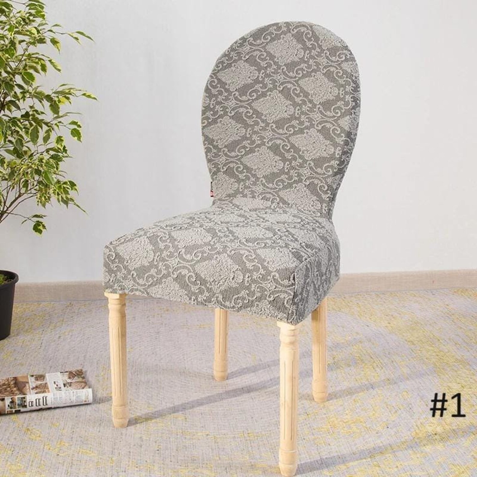 Patterned Round Top Chair Slipcovers/ Oval Back Spandex Chair Cover ...