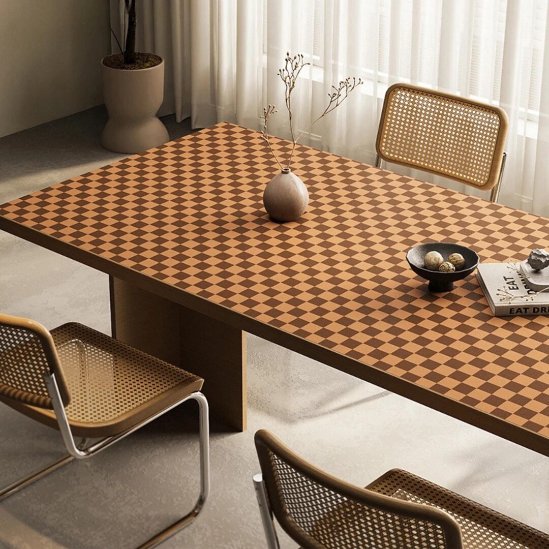 1.3mm Artistic Checkerboard Pattern Table Protector/ Benchtop/ Round ...