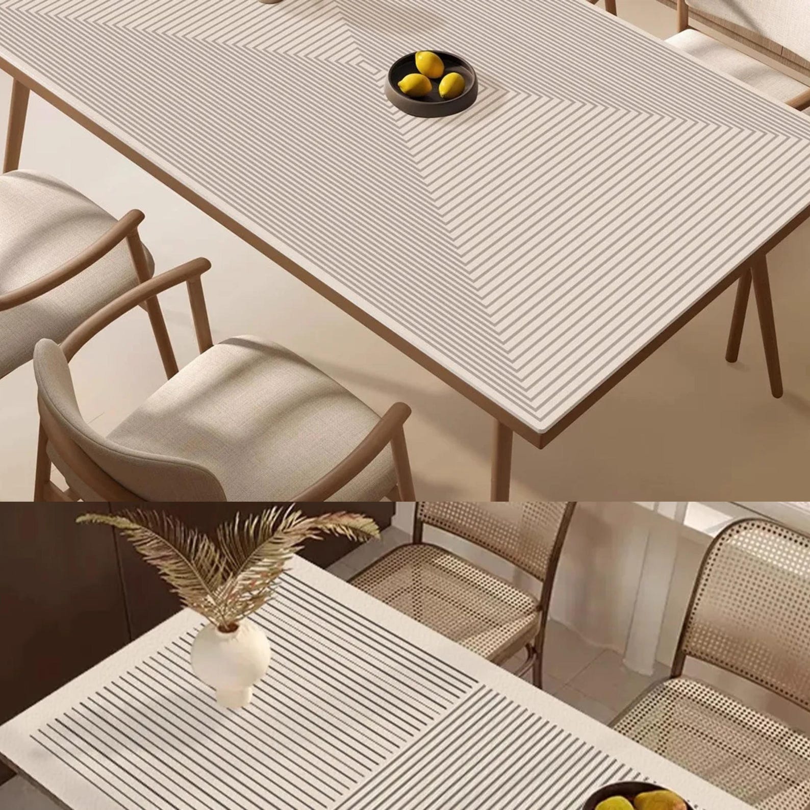 1.3mm Beigy Stripes PVC Table Protector/ Round, Square, Rectangle ...