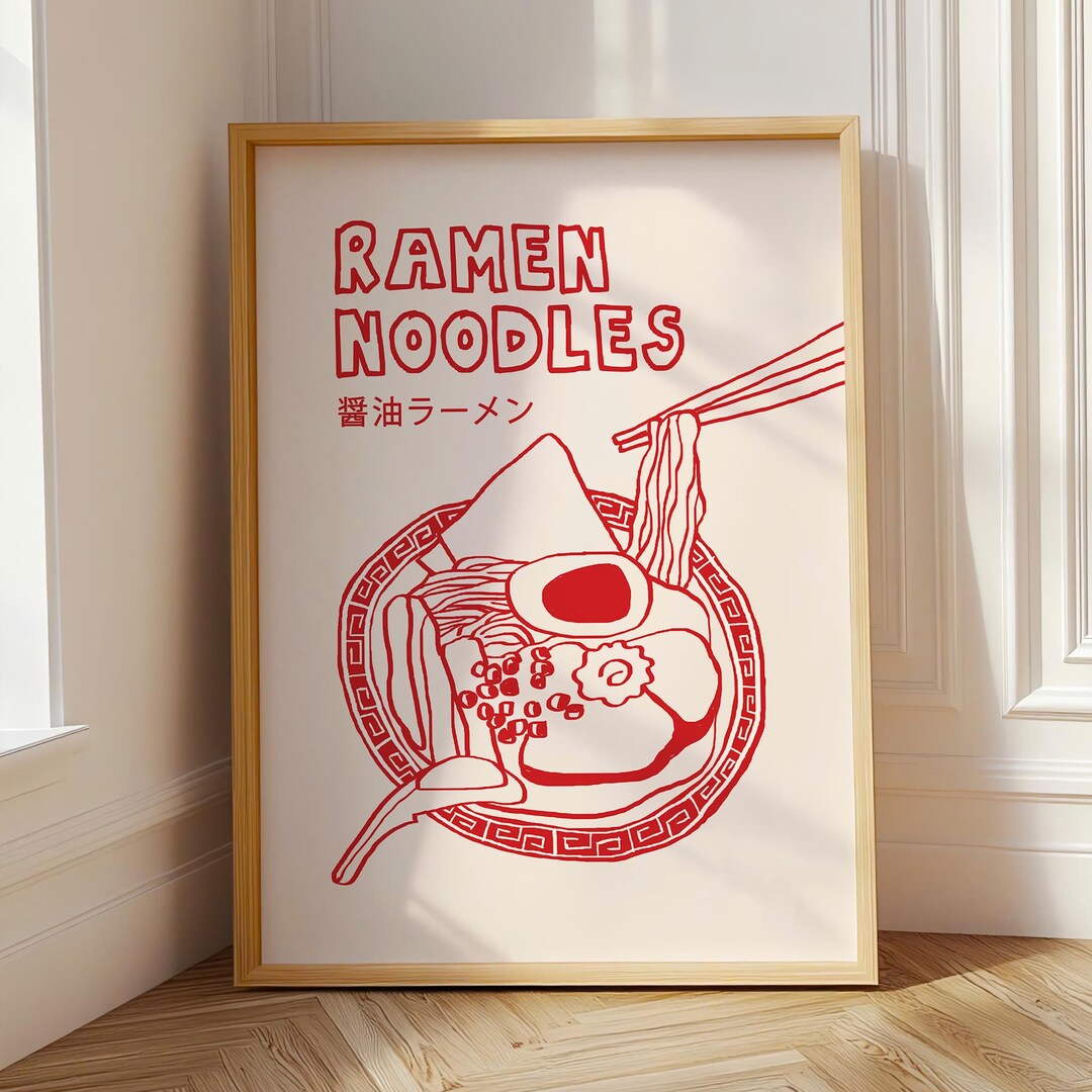 Ramen Noodles Poster Japanese Food Print Japan Wall Art Noodles Lover ...