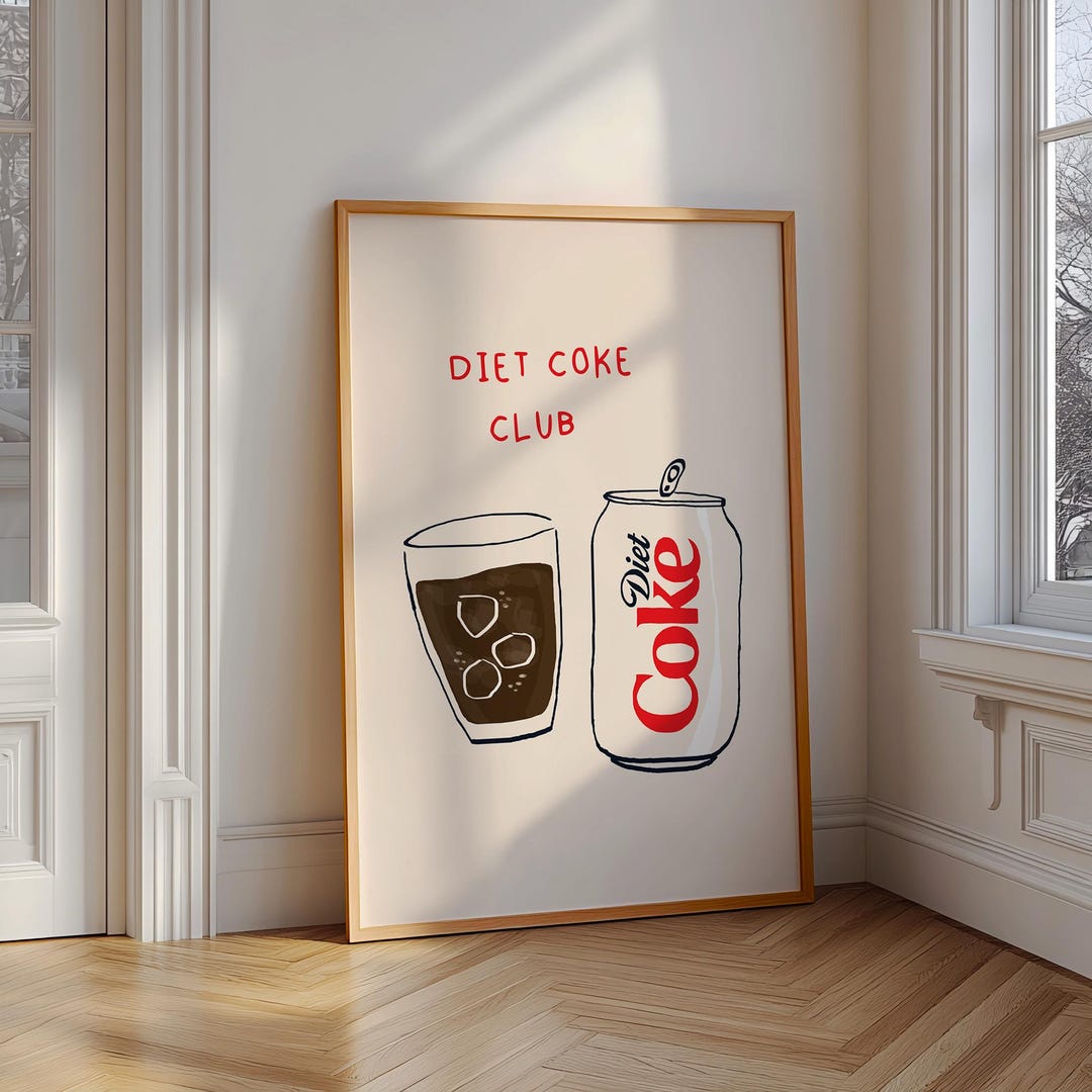 Diet Coke Club Print Diet Coke Poster Modern Kitchen Art Coffee Bar ...
