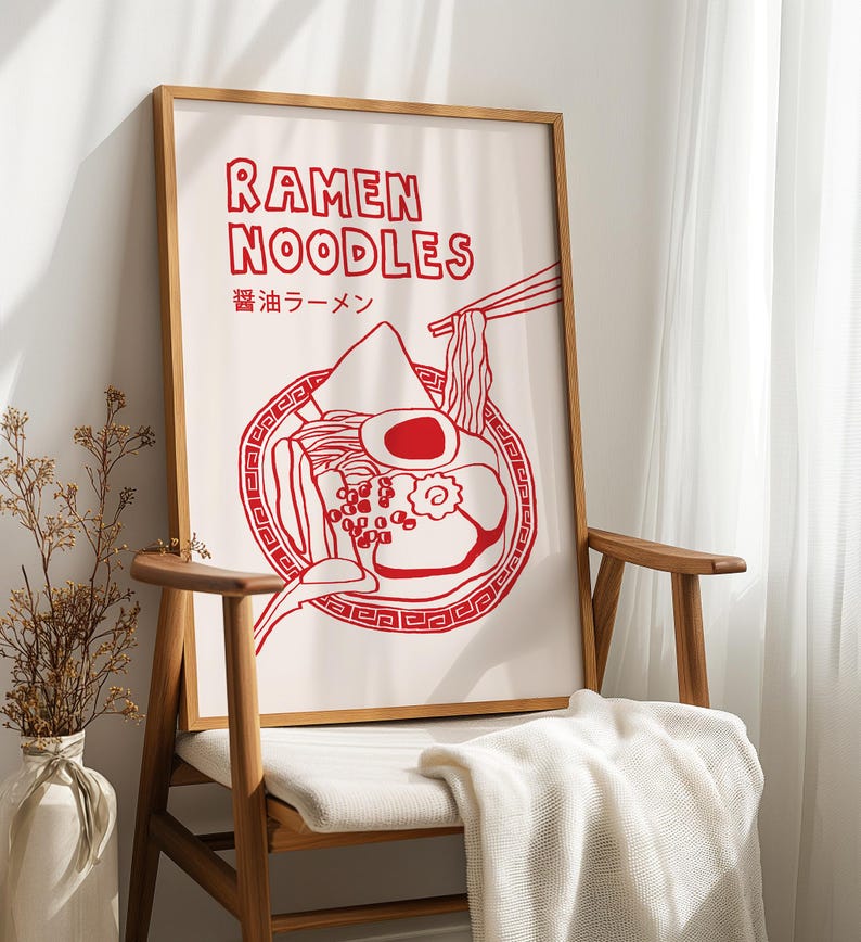 Ramen Noodles Poster Japanese Food Print Japan Wall Art Noodles Lover ...