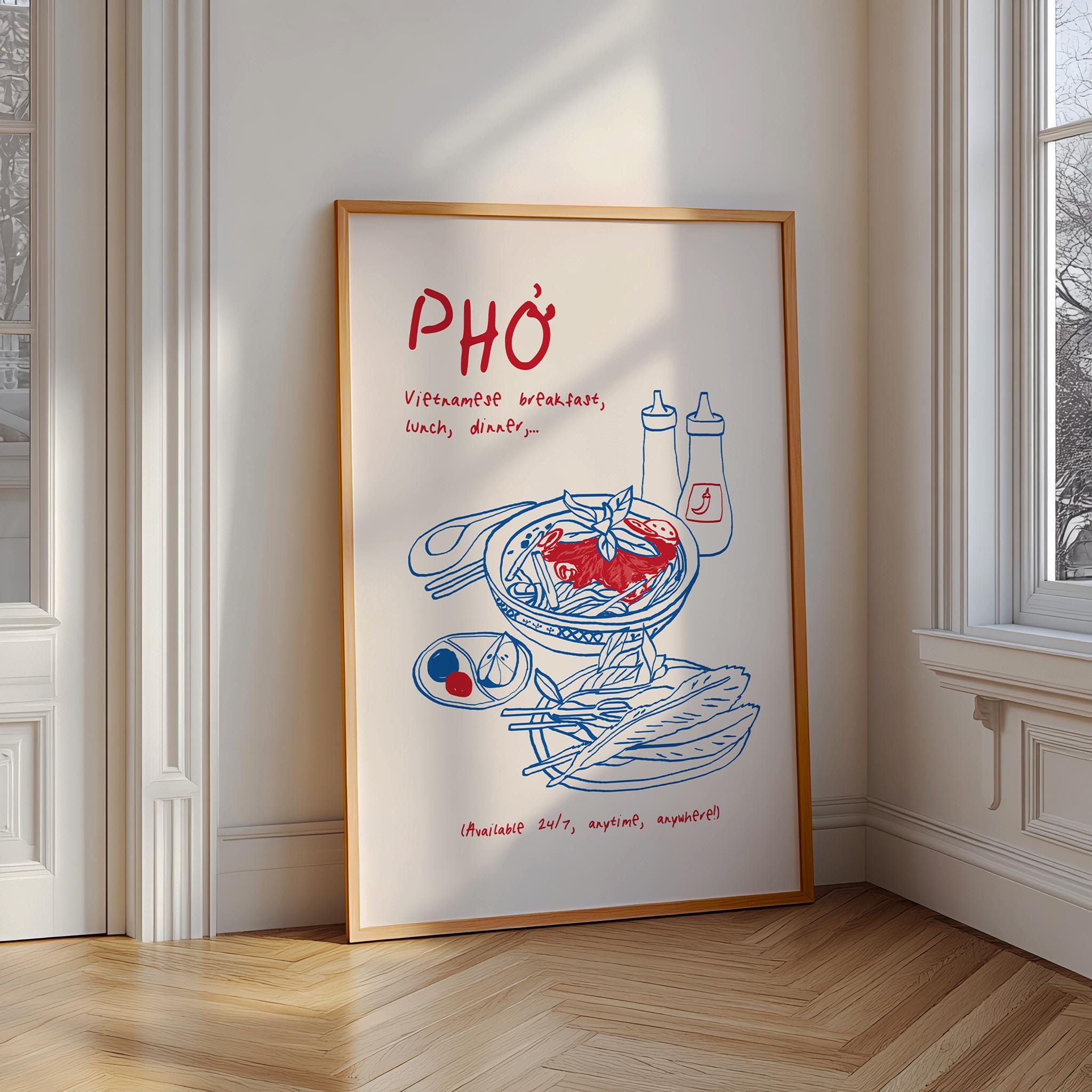 Pho Art Print, Vietnamese Noodle Poster, Food Print, Pho Vietnam Art ...