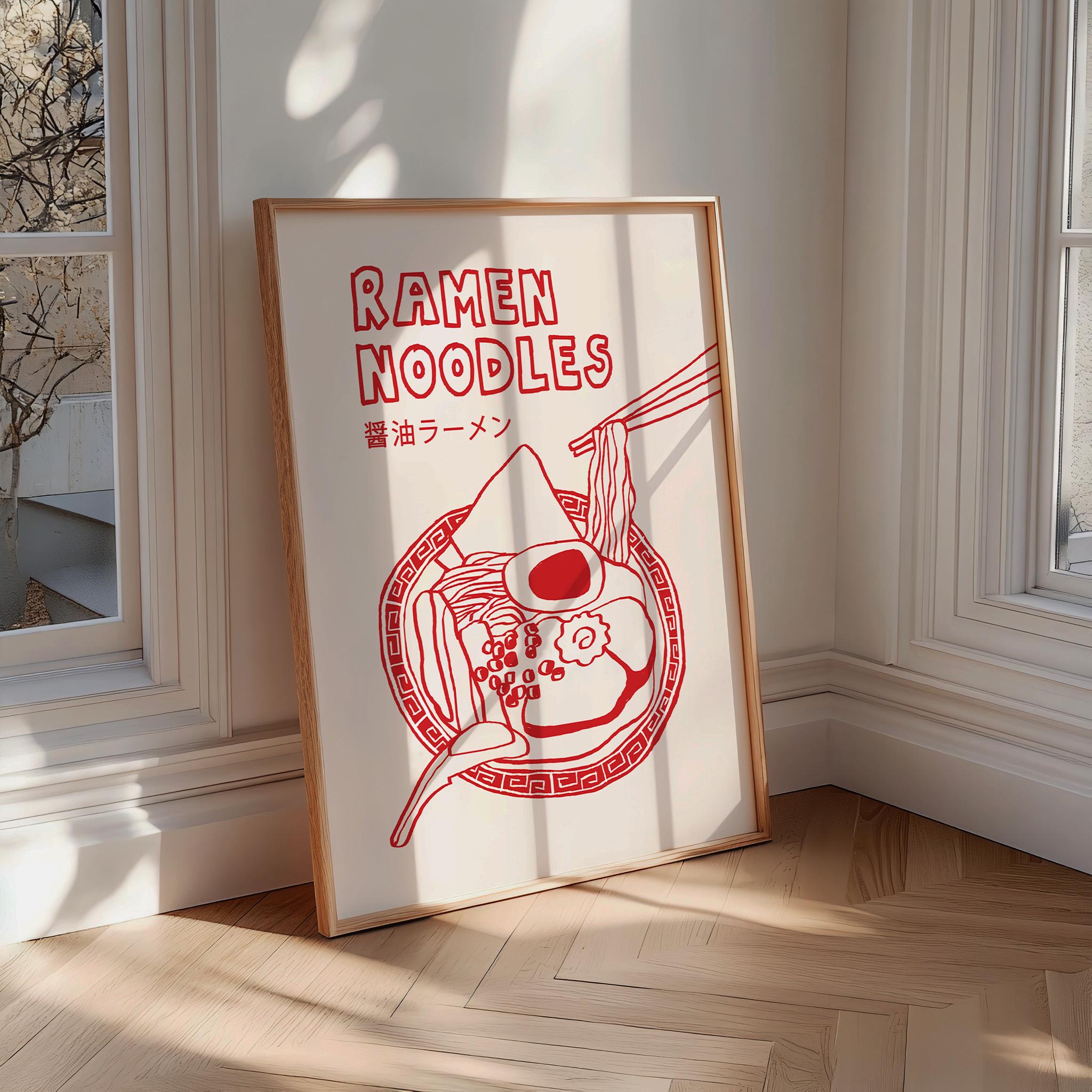 Ramen Noodles Poster Japanese Food Print Japan Wall Art Noodles Lover ...