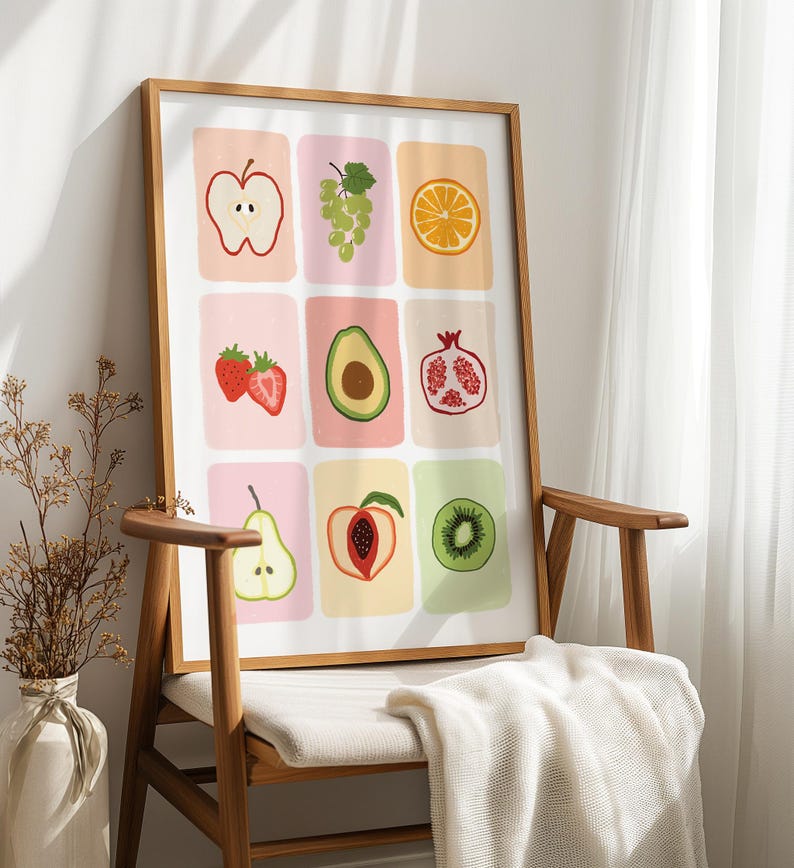 Sliced Fruit Art Print Fruits Poster Fruit Kitchen Art Vintage Fruit ...