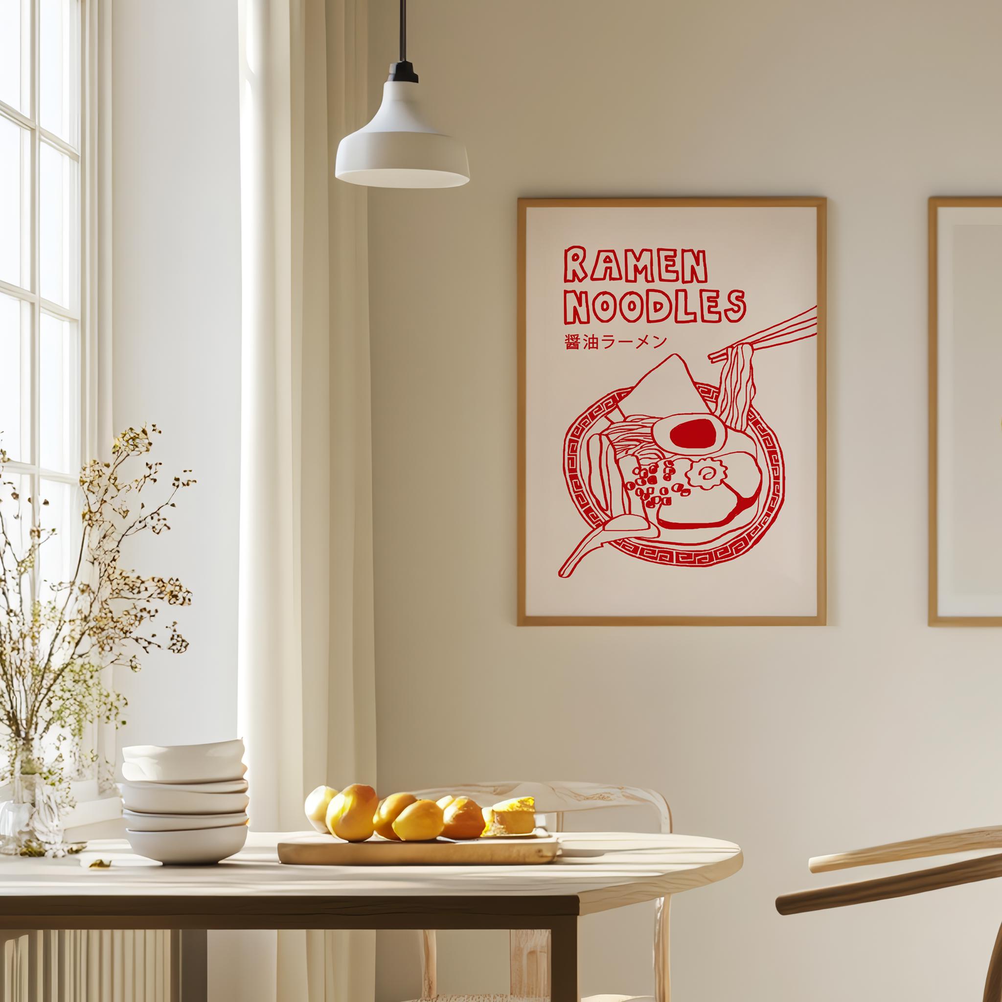 Ramen Noodles Poster Japanese Food Print Japan Wall Art Noodles Lover ...