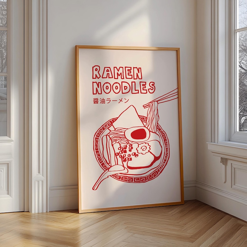 Ramen Noodles Poster Japanese Food Print Japan Wall Art Noodles Lover ...
