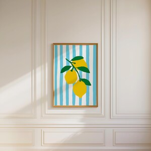 Lemons Art Print, Cute Lemon Print, Lemons Poster, Lemons and Stripes ...
