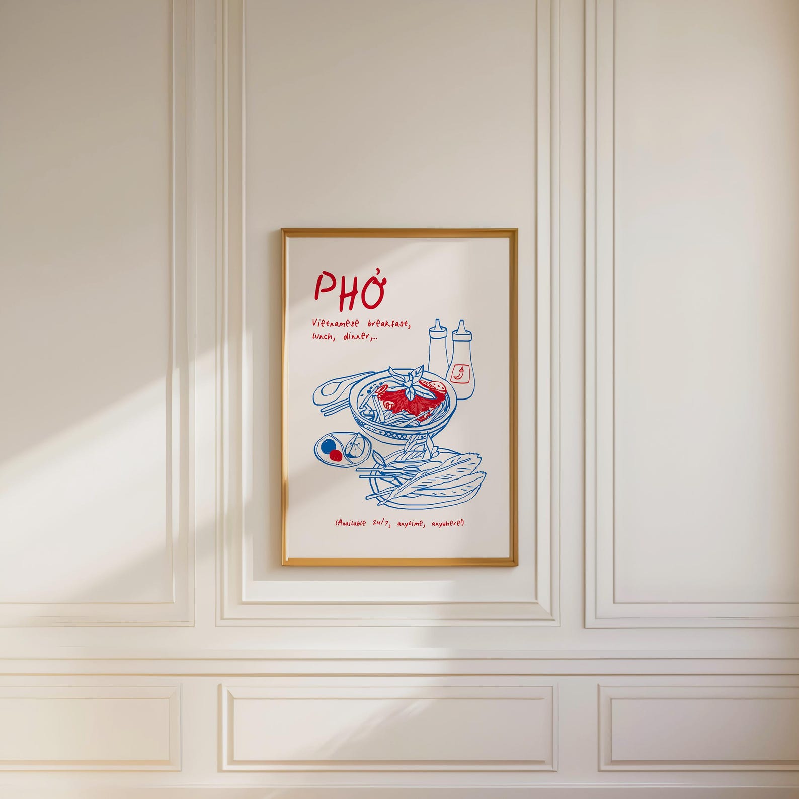 Pho Art Print, Vietnamese Noodle Poster, Food Print, Pho Vietnam Art ...