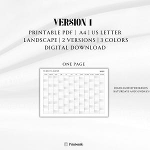 2025 Year at a Glance Printable Planner Yearly Overview Digital ...