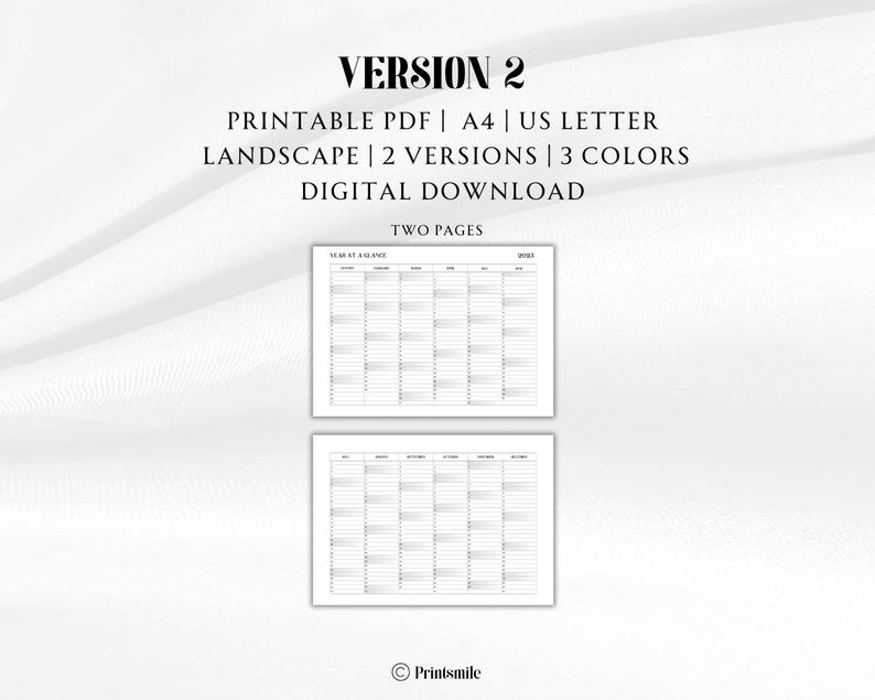 2025 Year at a Glance Printable Planner Yearly Overview Digital ...