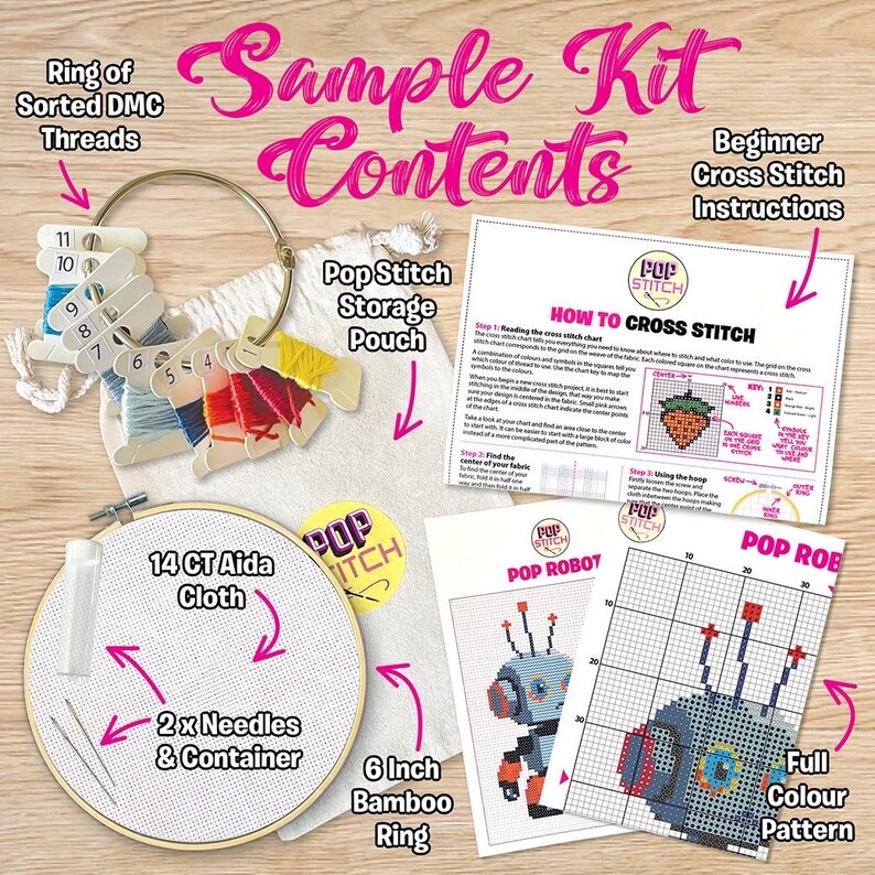 POP Pouty Lips Modern Counted Cross Stitch Kit - Etsy