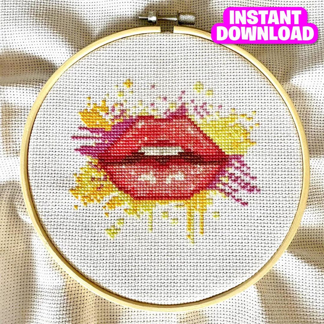 Modern Lips Cross Stitch Pattern: Pop Art DIY (digital Download) - Etsy