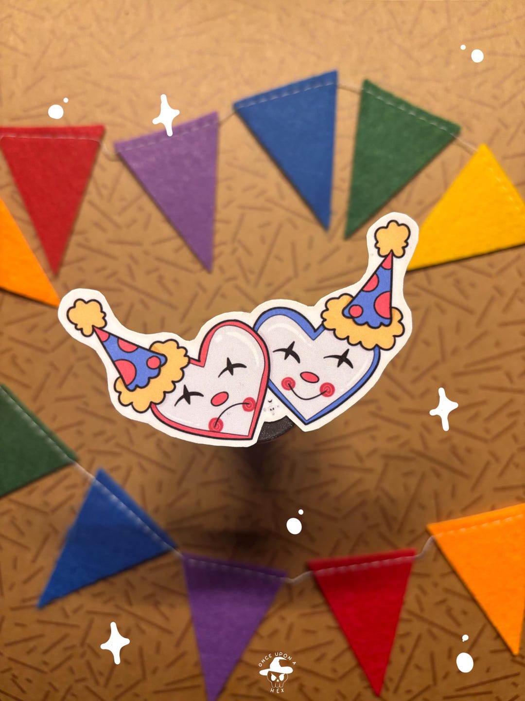 Sad-happy Circus Hearts Sticker Glossy Finish - Etsy