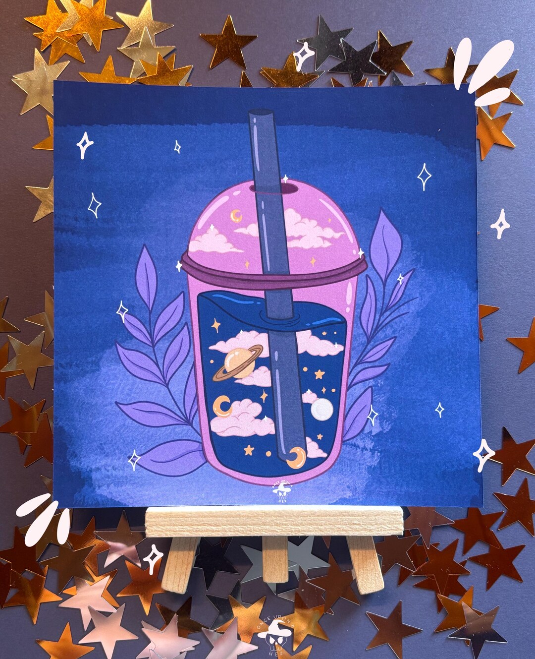 Galaxy Boba Art Print – Cute Cosmic Bubble Tea Wall Art, Aesthetic ...