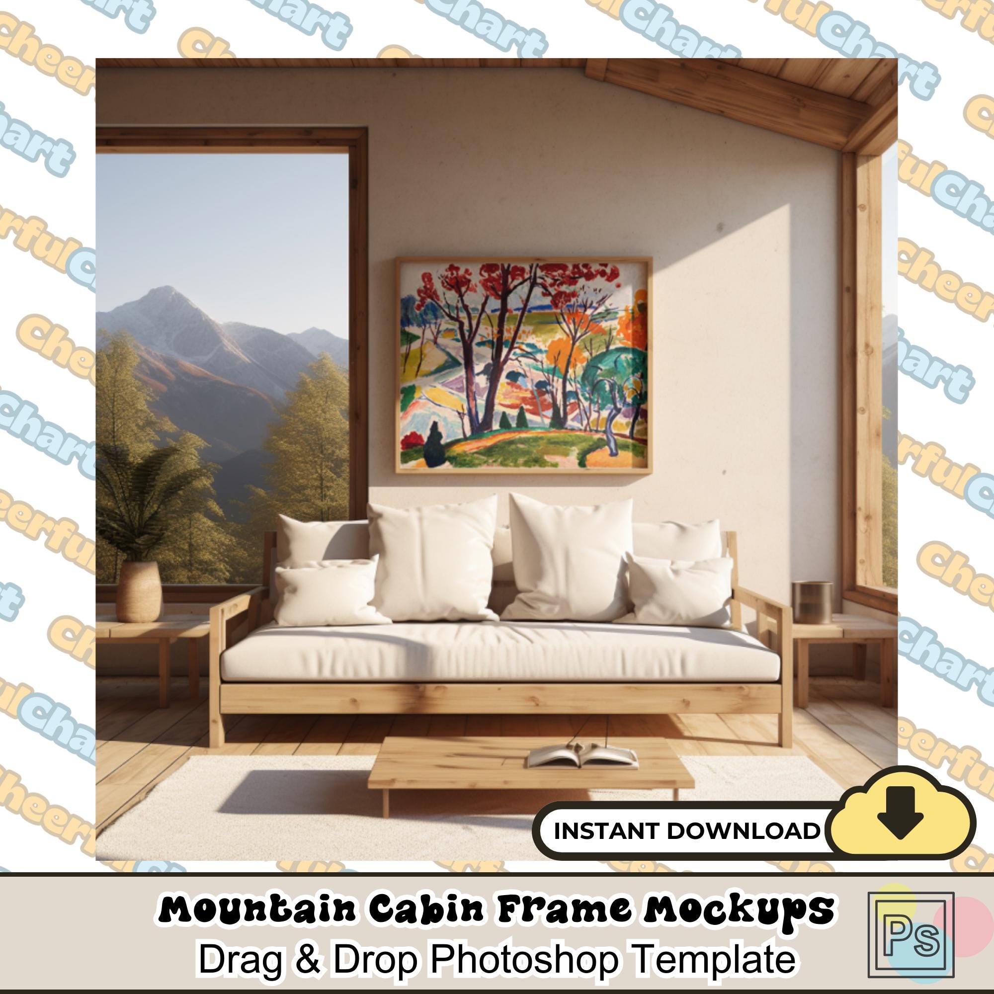 Mountain Cabin Frame Mockups, Photoshop Template Mockups, Digital ...