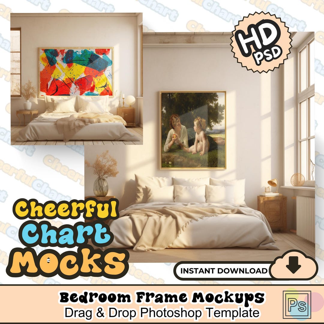 Bedroom Frame Mockups, Photoshop Template Mockups, Digital Download ...