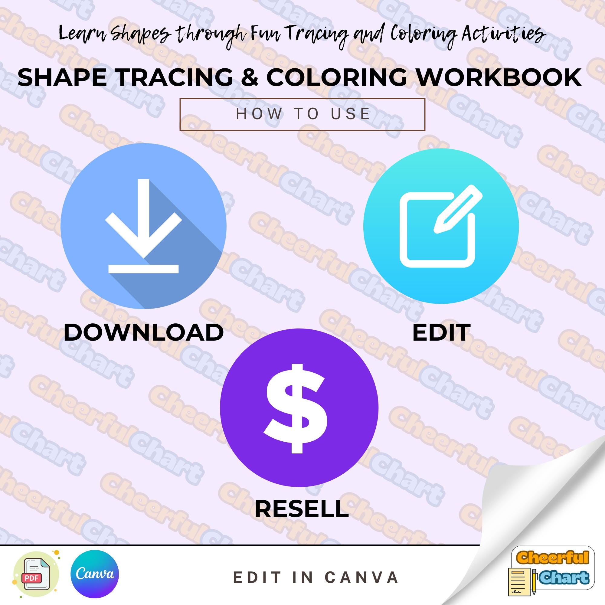 Shape Tracing & Coloring Workbook - Etsy