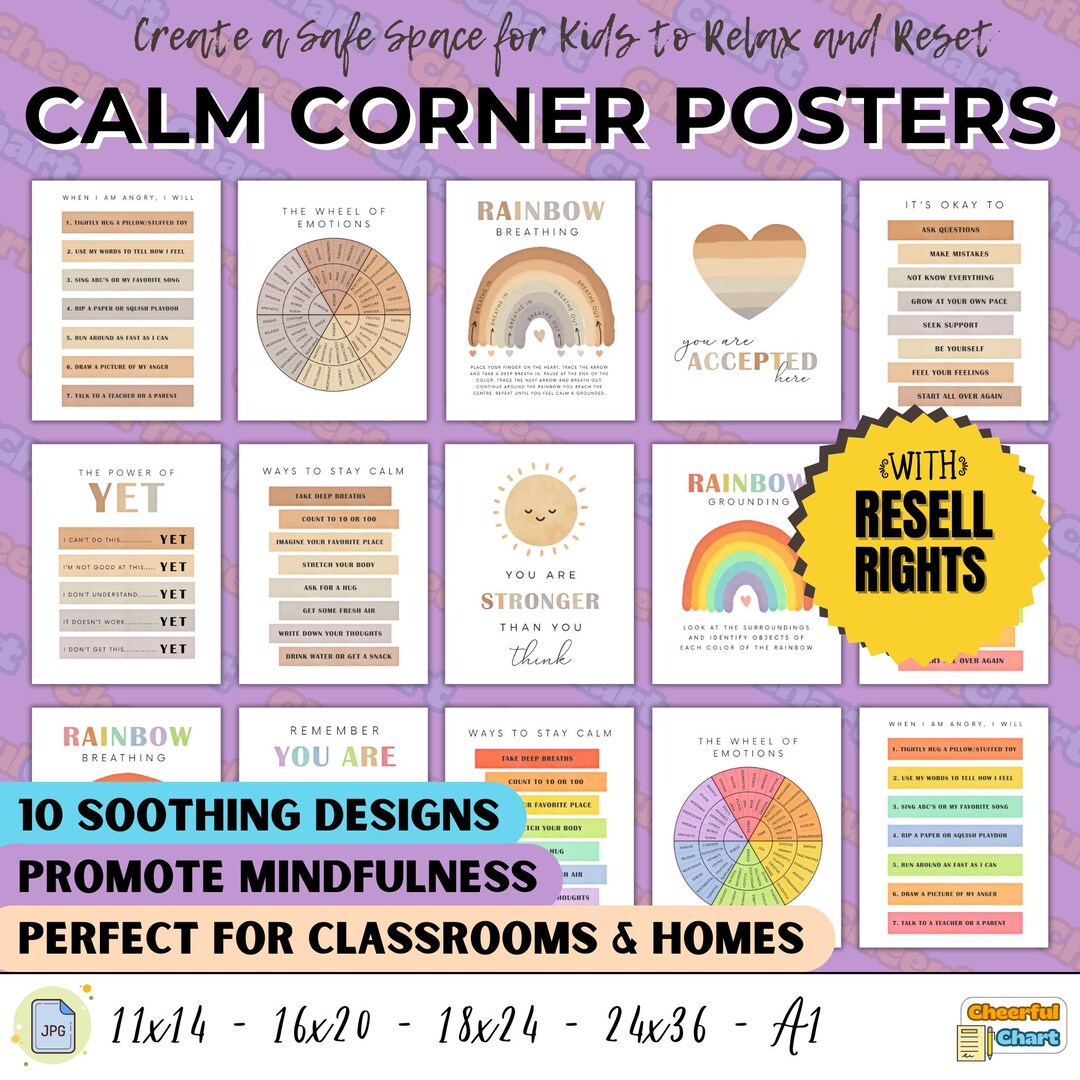 Resell Calm Corner Posters Decor, Calming Down Posters, Emotional ...