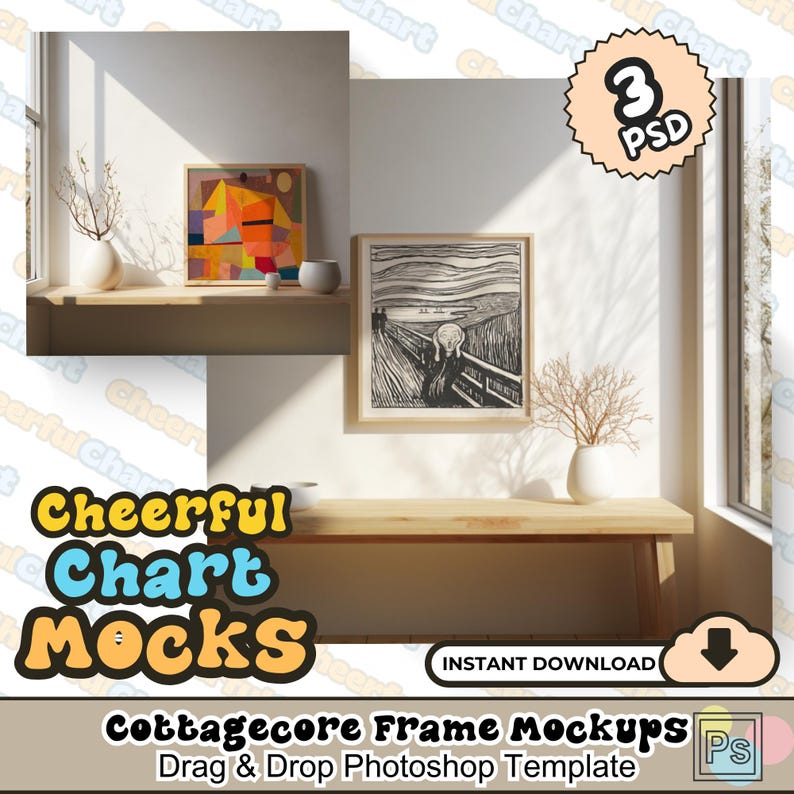 Cottagecore Frame Mockups, Digital Download, Photoshop File, PSD Drag ...