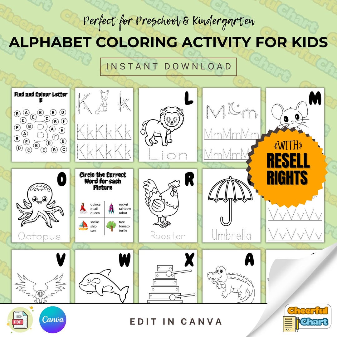 Alphabet Coloring Activity for Kids - Etsy