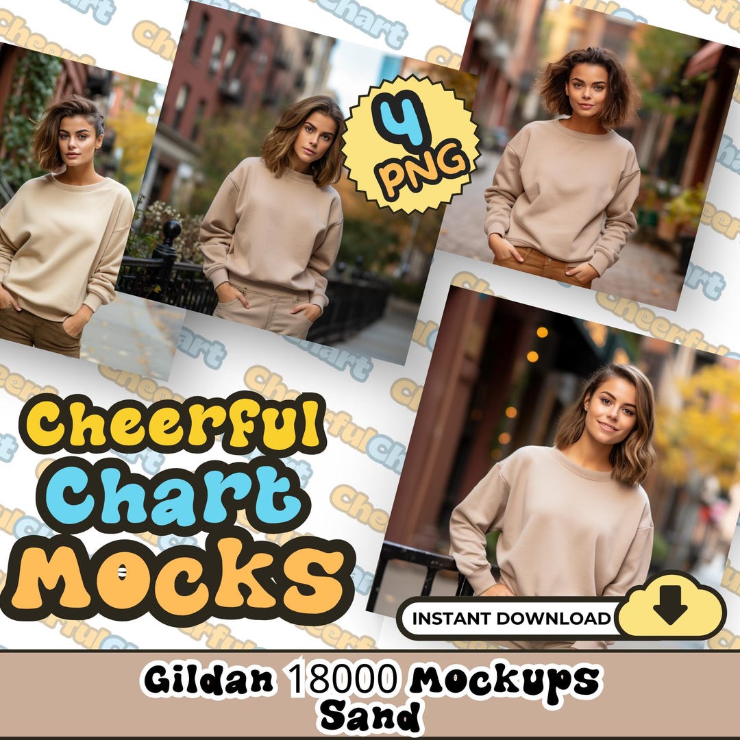 Gildan 18000 Sand, Mockups With Models, Digital Download, Drag and Drop ...