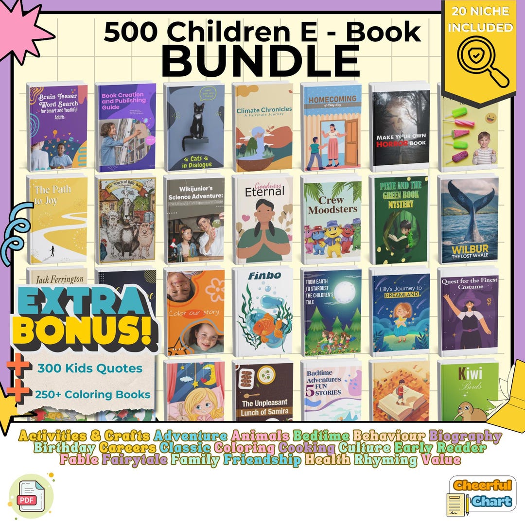 500 Children E Books Bundle, Book Lover Gift, Self Help, Kids E-books ...