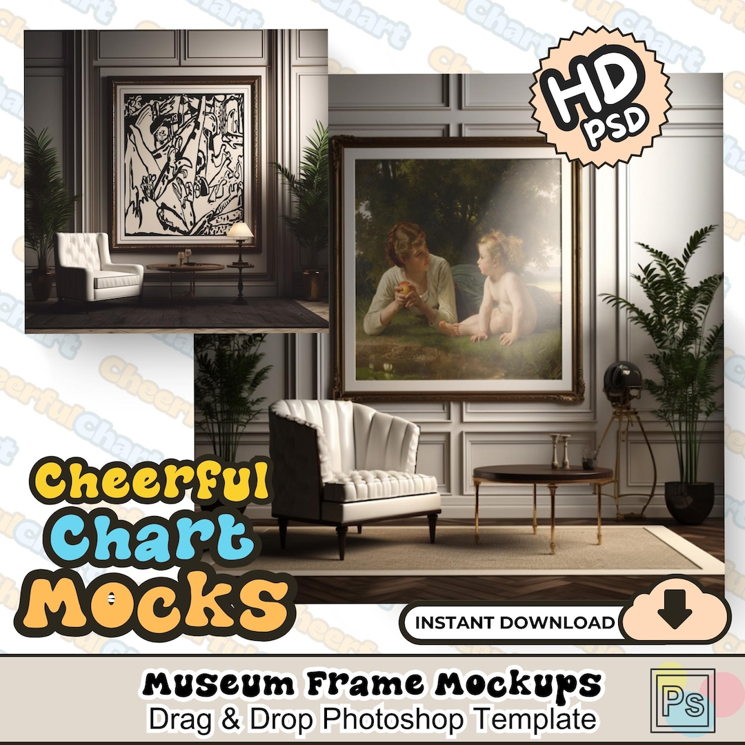 Museum Frame Mockup, Photoshop Template Mockups, Digital Download ...