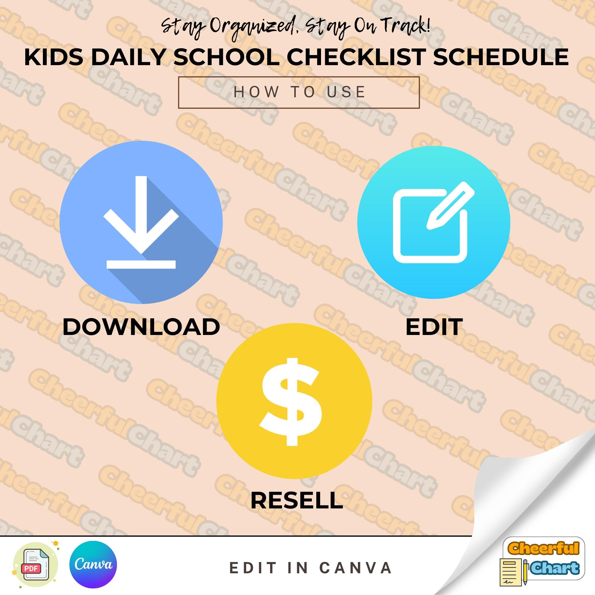 Editable Kids Daily Schedule, PLR and MRR Template – Personalized ...