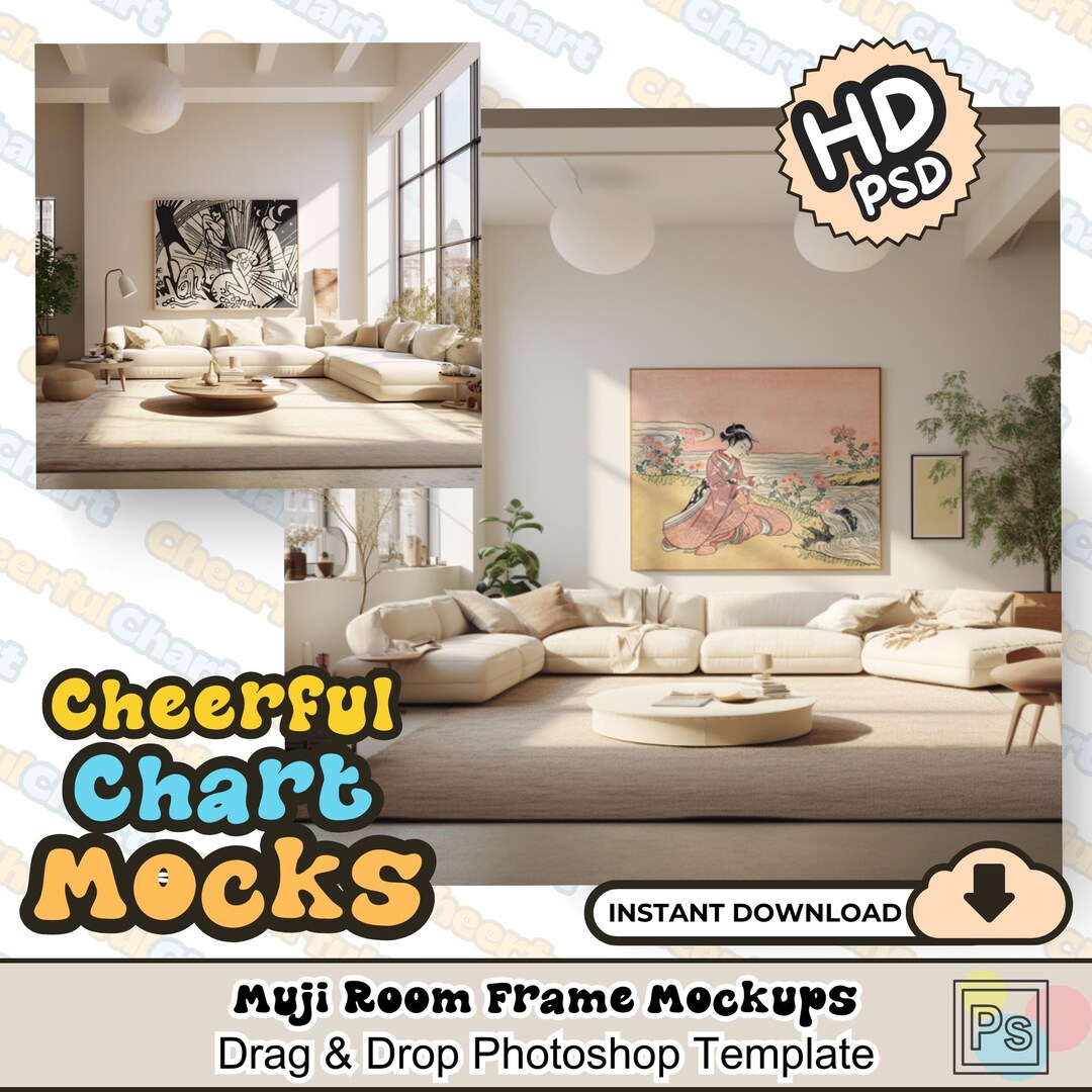 Muji Room Frame Mockups, Photoshop Template Mockups, Digital Download ...