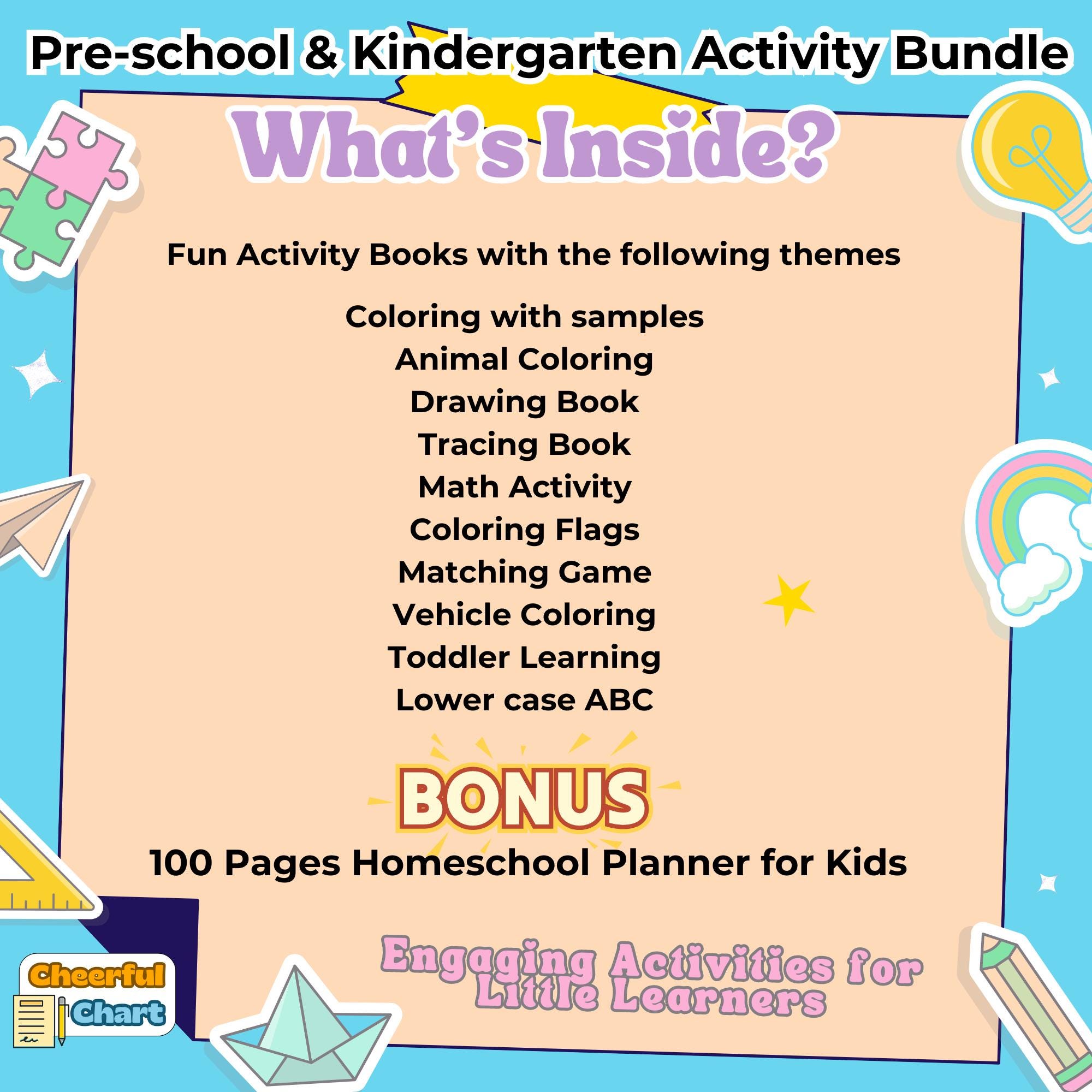 Preschool Kindergarten Learning Bundle | Printable | Alphabet ...