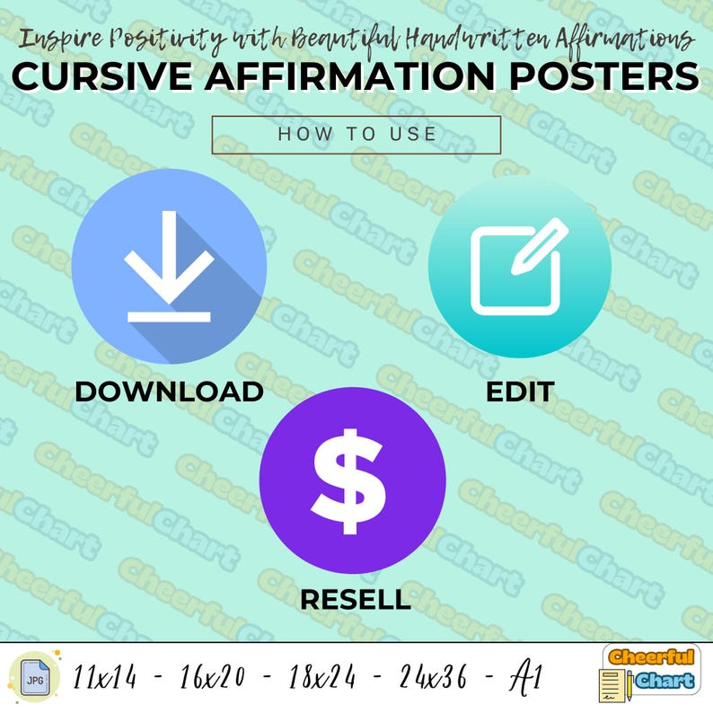 Cursive Affirmation Posters, Ink Cursive Minimal Quotes, Boho Modern ...