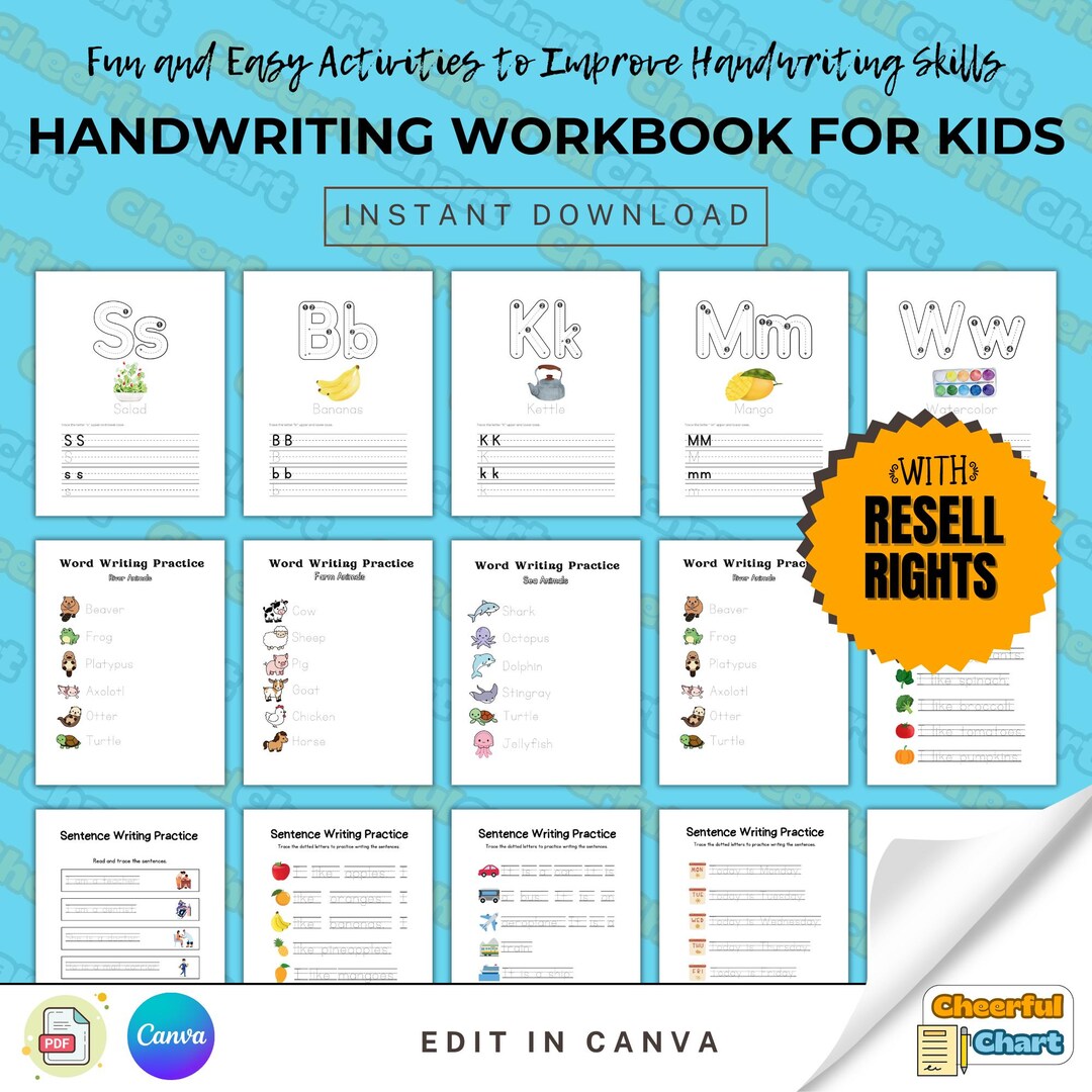 Handwriting Workbook for Kids, Handwriting Practice Sheets for Kids ...