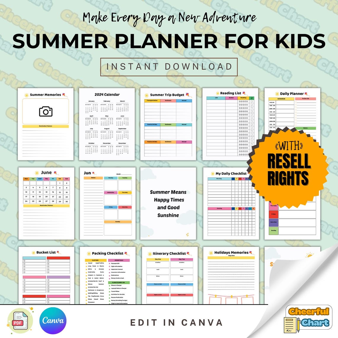 Printable Summer Camp at Home – Editable Kids’ Activity Planner ...
