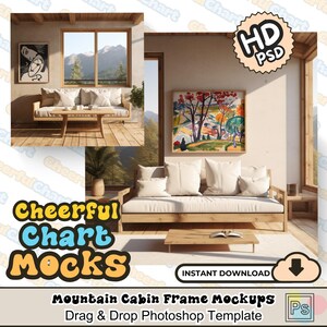 Mountain Cabin Frame Mockups, Photoshop Template Mockups, Digital ...