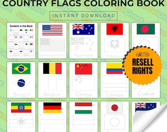 Country Flags Coloring Pages in Arabic Language Learn and Color - Etsy