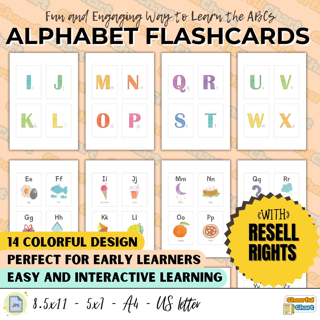 Alphabet Flashcards | ABC Educational Cards, Colorful School Posters ...