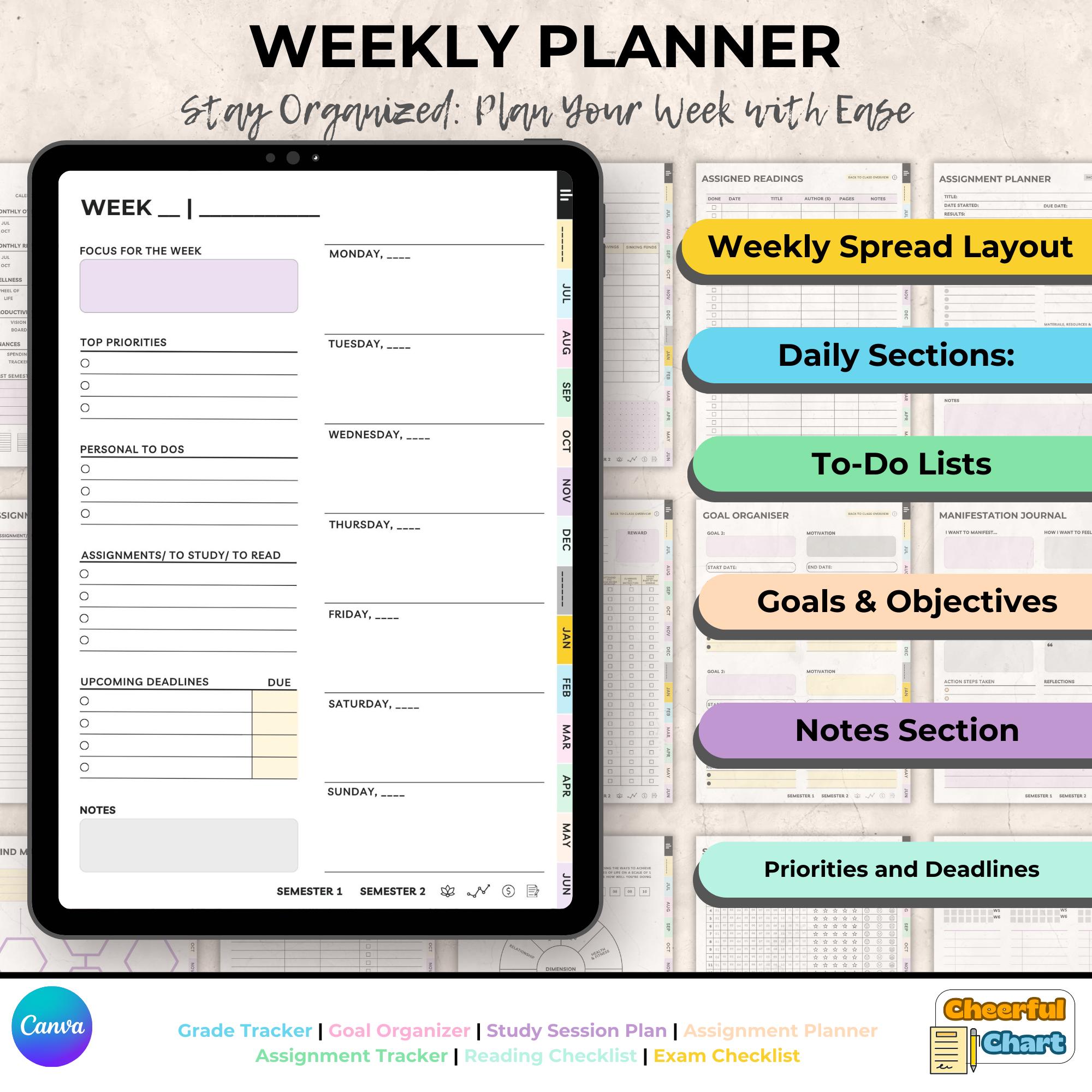 Academic Planner | Student Planner | Assignment Tracker to Do List ...